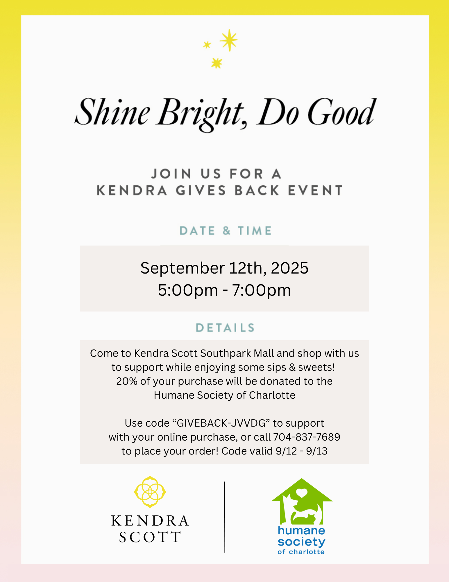 Kendra Scott South Park - Kendra Gives Back Event | Humane Society of ...
